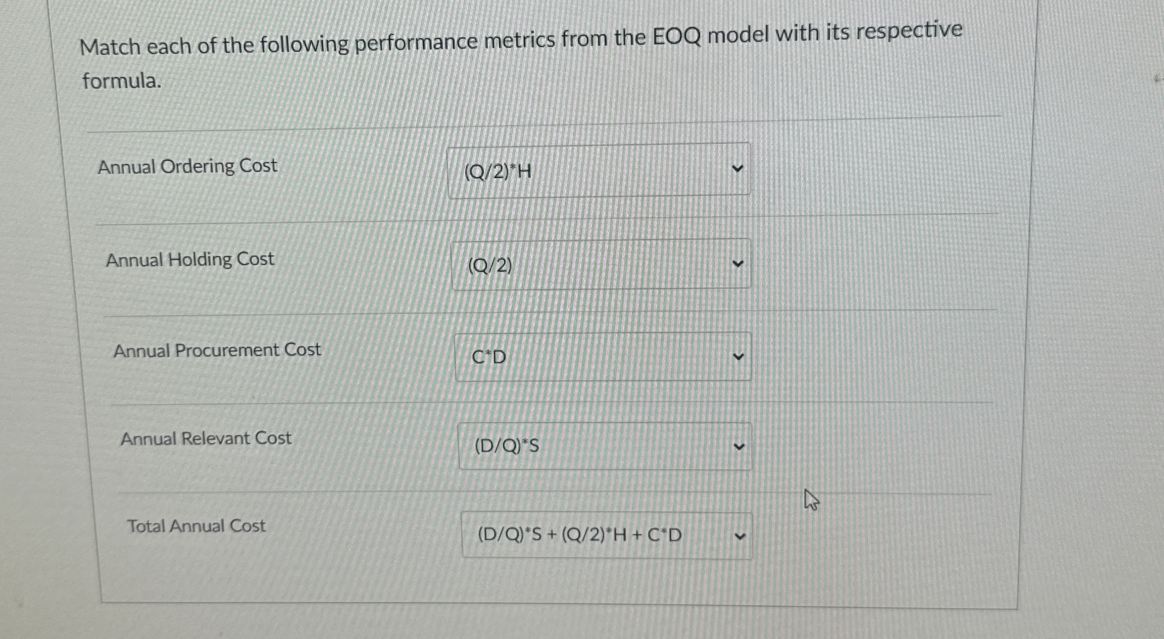 Solved Match each of the following performance metrics from | Chegg.com