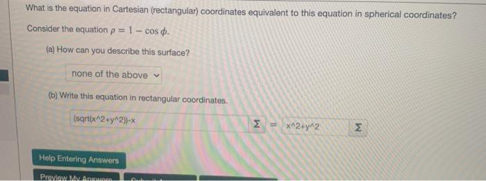 Solved What is the equation in Cartesian (rectangular) | Chegg.com