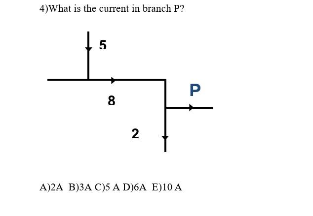 Solved 4)What is the current in branch P ? A) 2 A B) 3 A C) | Chegg.com