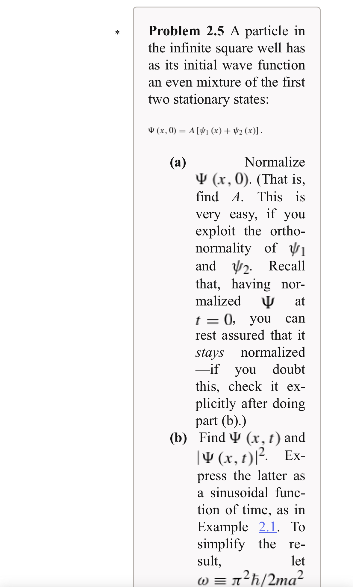 Problem 2.5 ﻿A particle in the infinite square well | Chegg.com