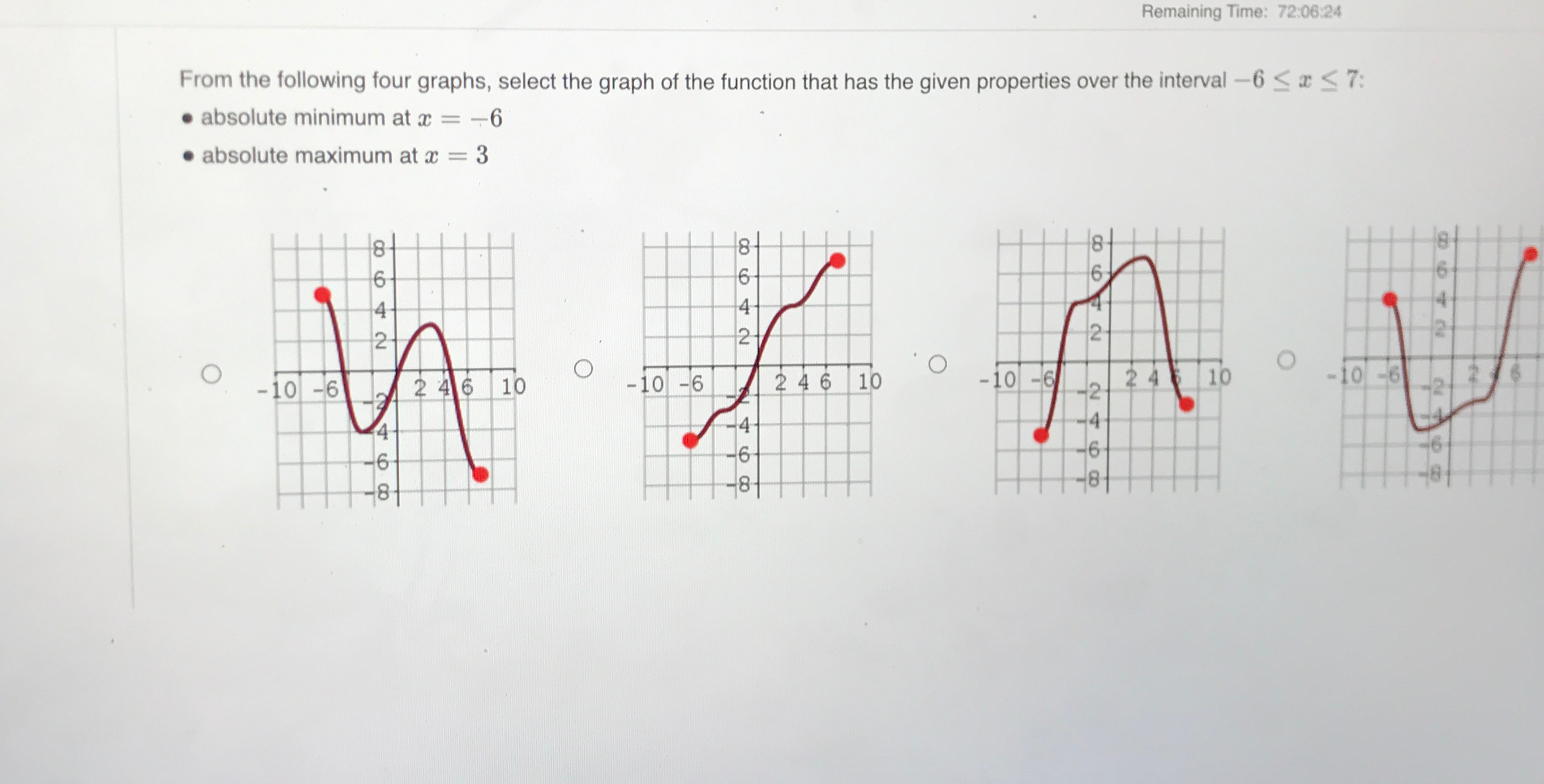 Solved Remaining Time: 72:06:24From the following four | Chegg.com