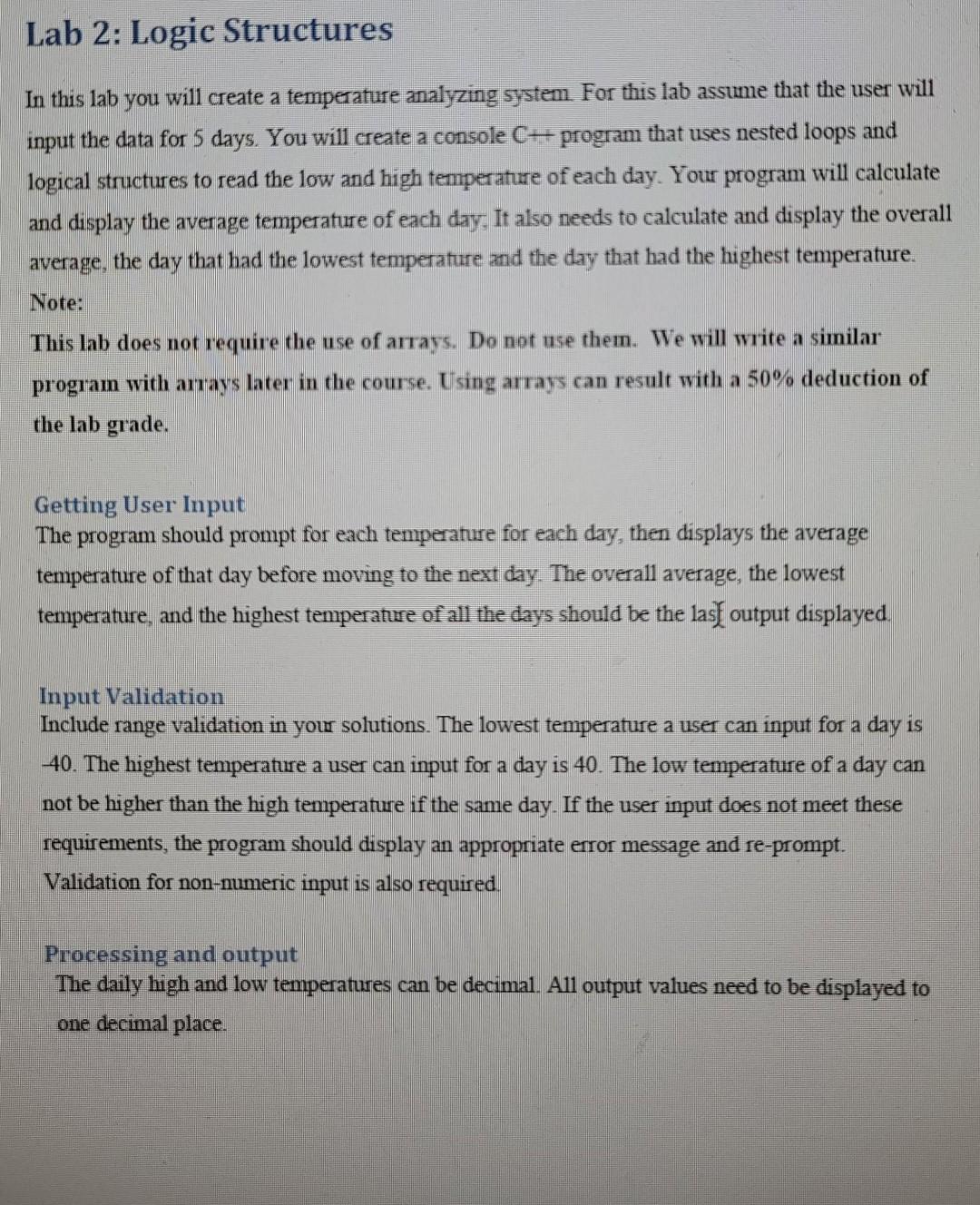 Solved Lab 2: Logic Structures In this lab you will create a | Chegg.com