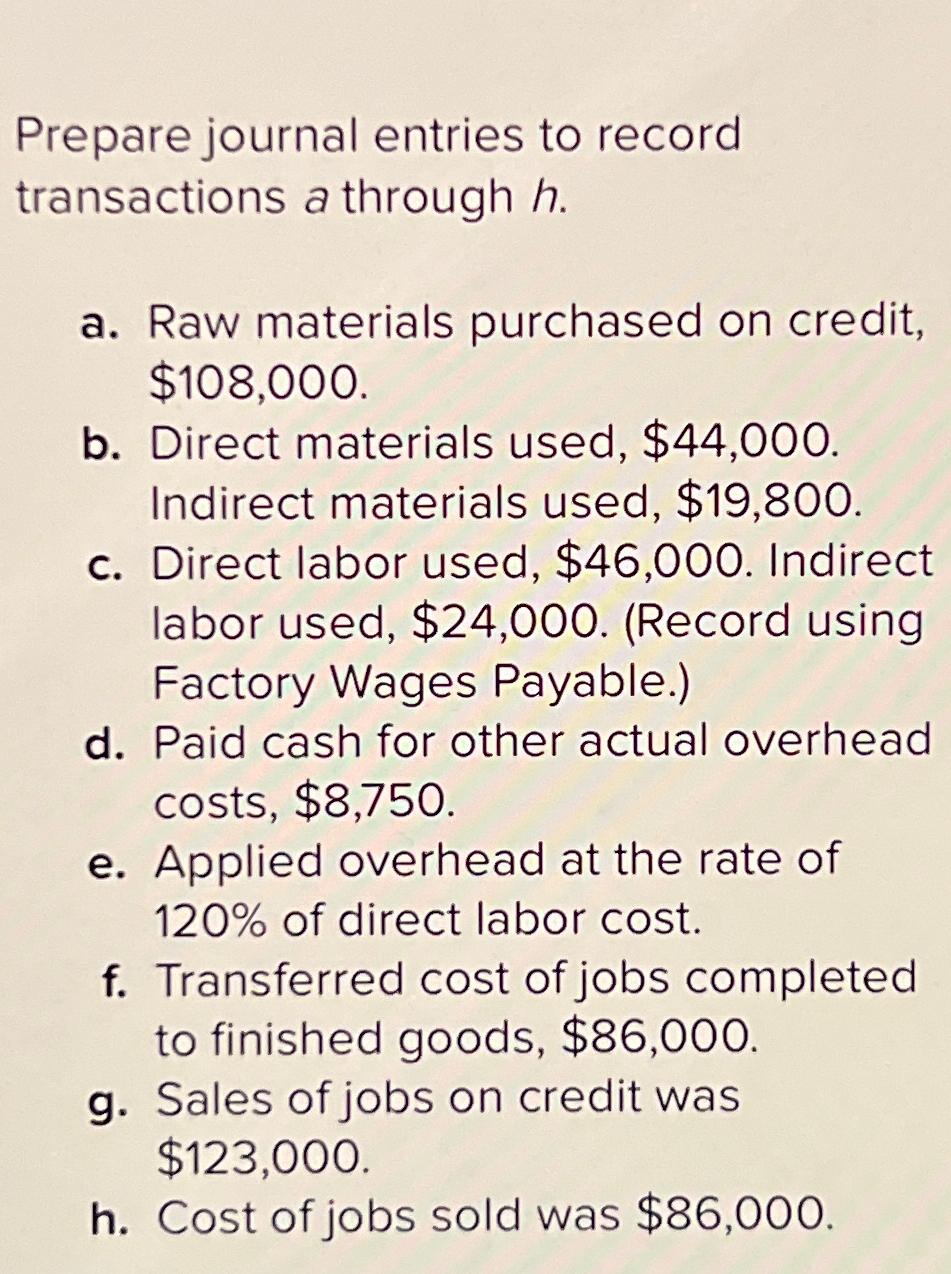 Solved Prepare journal entries to record transactions a | Chegg.com
