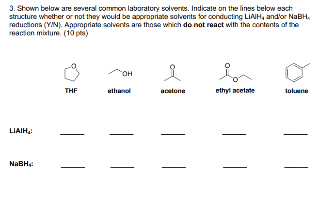 Solved Shown below are several common laboratory solvents. | Chegg.com