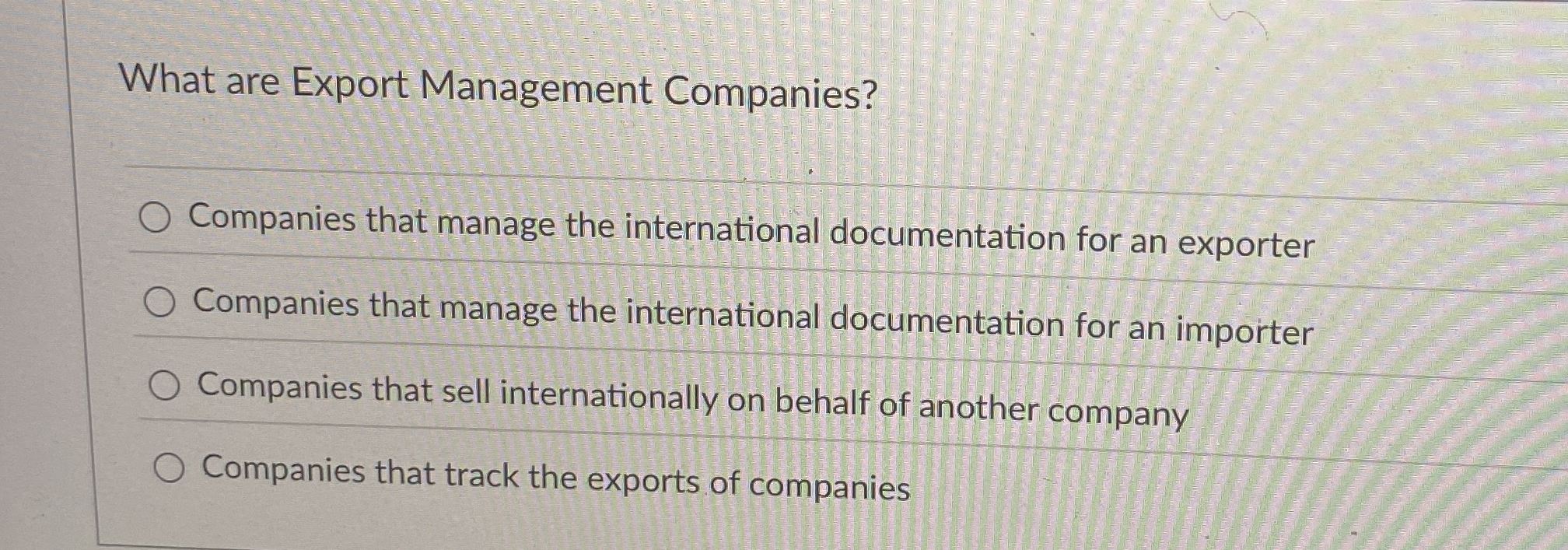 Solved What are Export Management Companies?Companies that | Chegg.com
