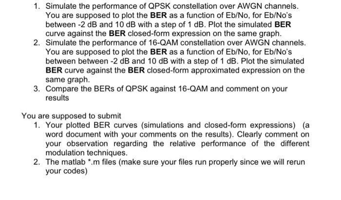 Solved 1. Simulate the performance of QPSK constellation | Chegg.com