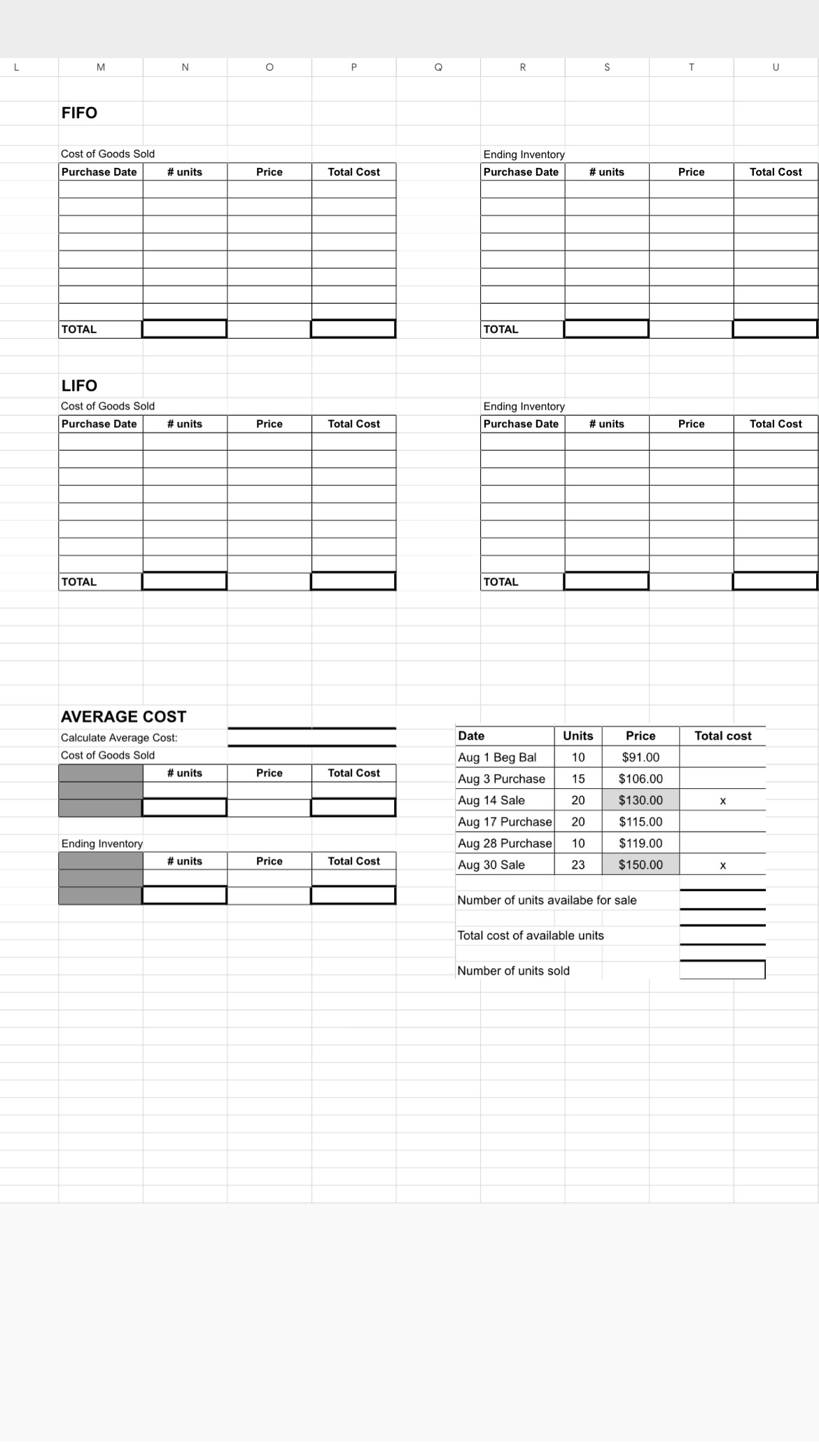 Solved \table[[M,N,0,P],[FIFO],[Cost of Goods | Chegg.com