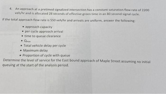 Solved 4. An approach at a pretimed signalized intersection | Chegg.com