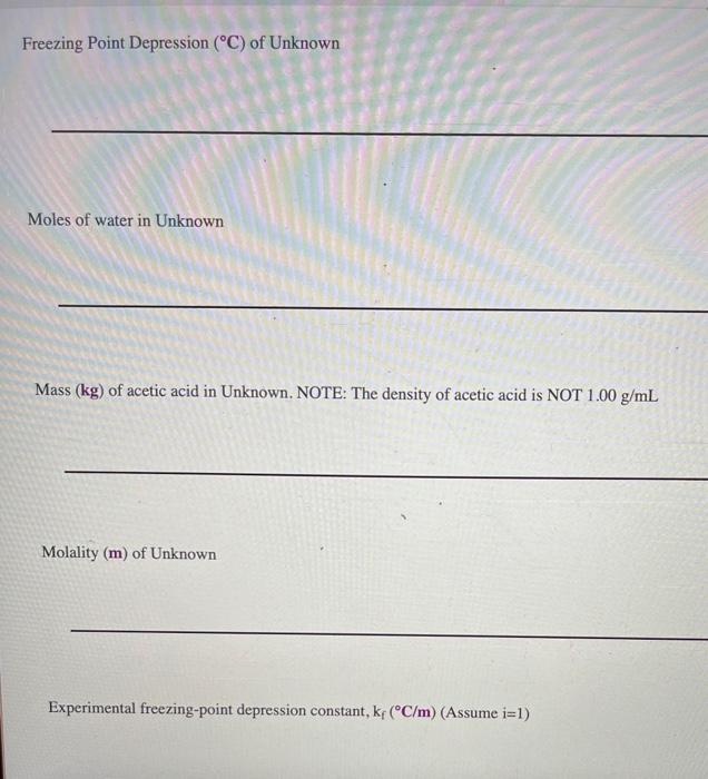 Solved LAB DATA Freezing Point ("C) of pure acetic acid 16.7 | Chegg.com