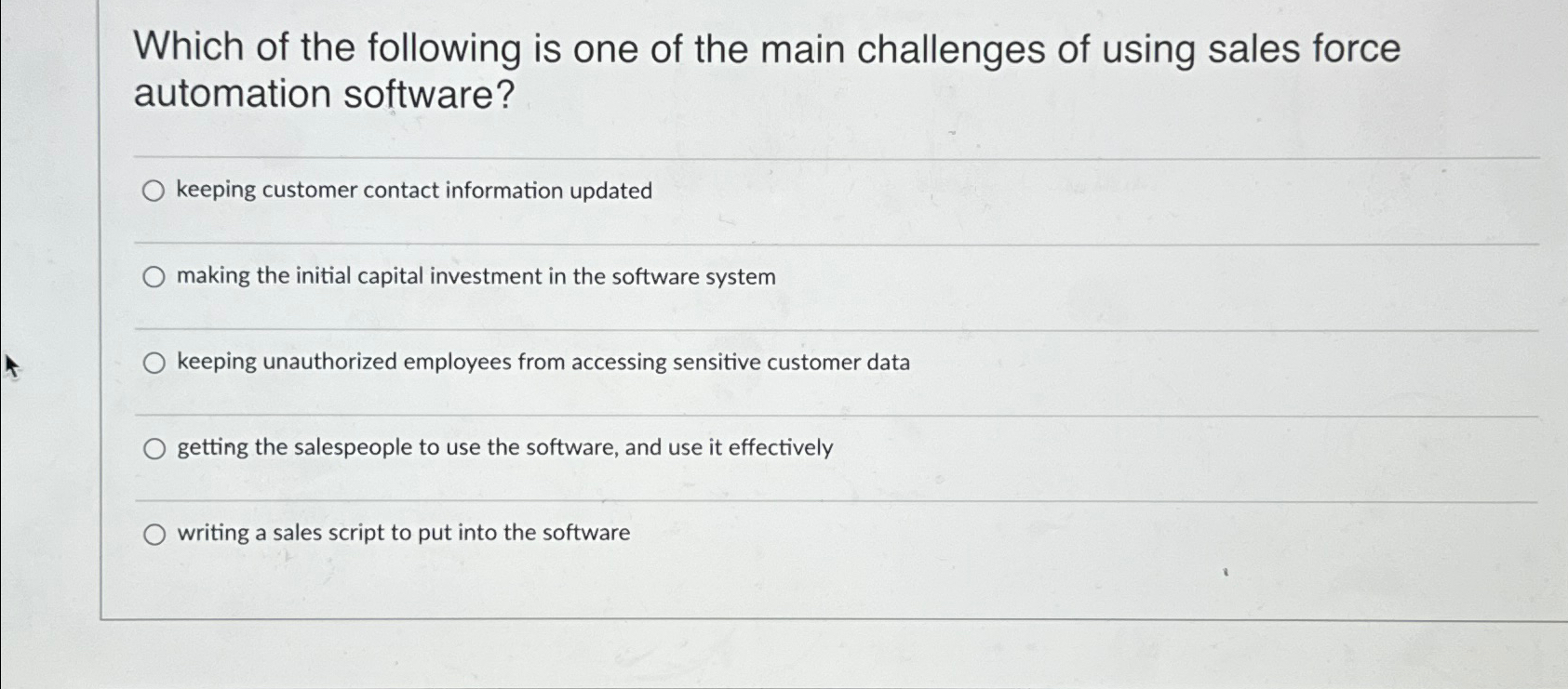 Solved Which of the following is one of the main challenges | Chegg.com