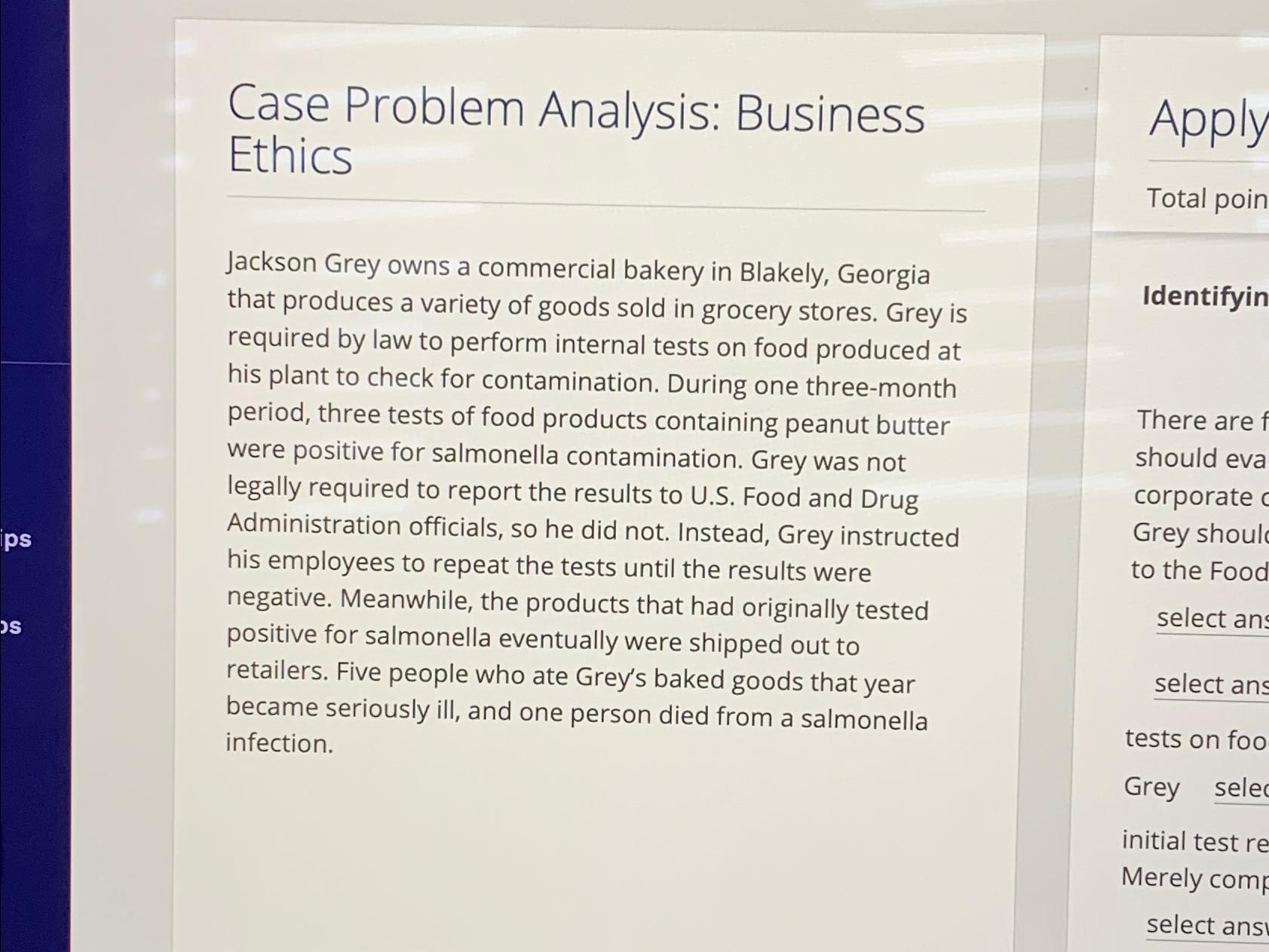 Solved Case Problem Analysis: Business EthicsApplyTotal | Chegg.com