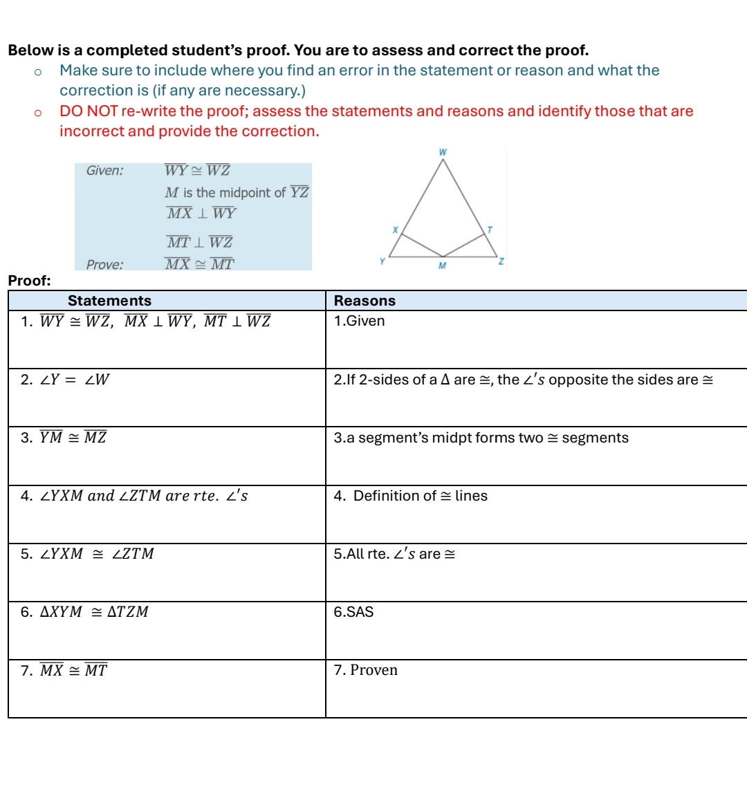 Solved Below is a completed student's proof. You are to | Chegg.com
