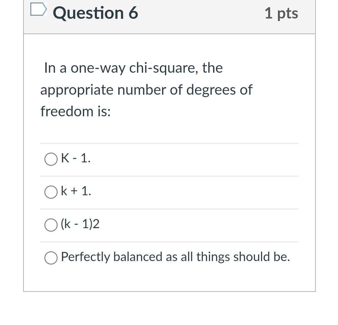 Solved In a one-way chi-square, the appropriate number of | Chegg.com