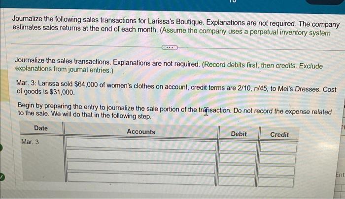 Solved Journalize the following sales transactions for | Chegg.com
