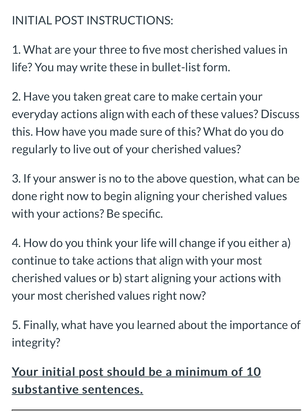 Solved INITIAL POST INSTRUCTIONS:What are your three to five | Chegg.com
