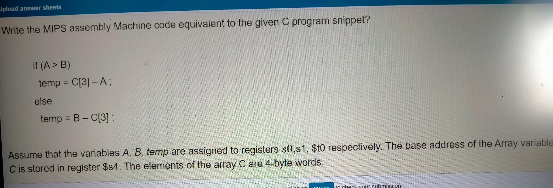 Solved Upload answer sheets Write the MIPS assembly Machine | Chegg.com