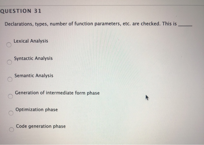 Solved QUESTION 31 Declarations, types, number of function | Chegg.com
