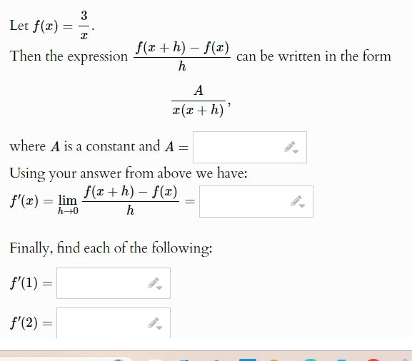 Solved Let f(x)=3x.Then the expression f(x+h)-f(x)h ﻿can be | Chegg.com