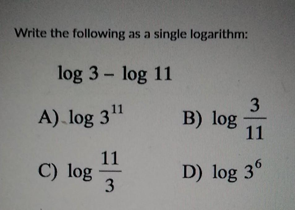 Solved B. log2 y-log,15 C. log, 15-log, y Expand the | Chegg.com