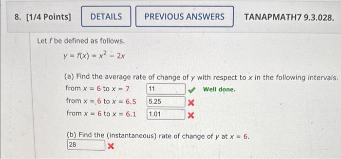 Solved Let f be defined as follows. y=f(x)=x2−2x (a) Find | Chegg.com