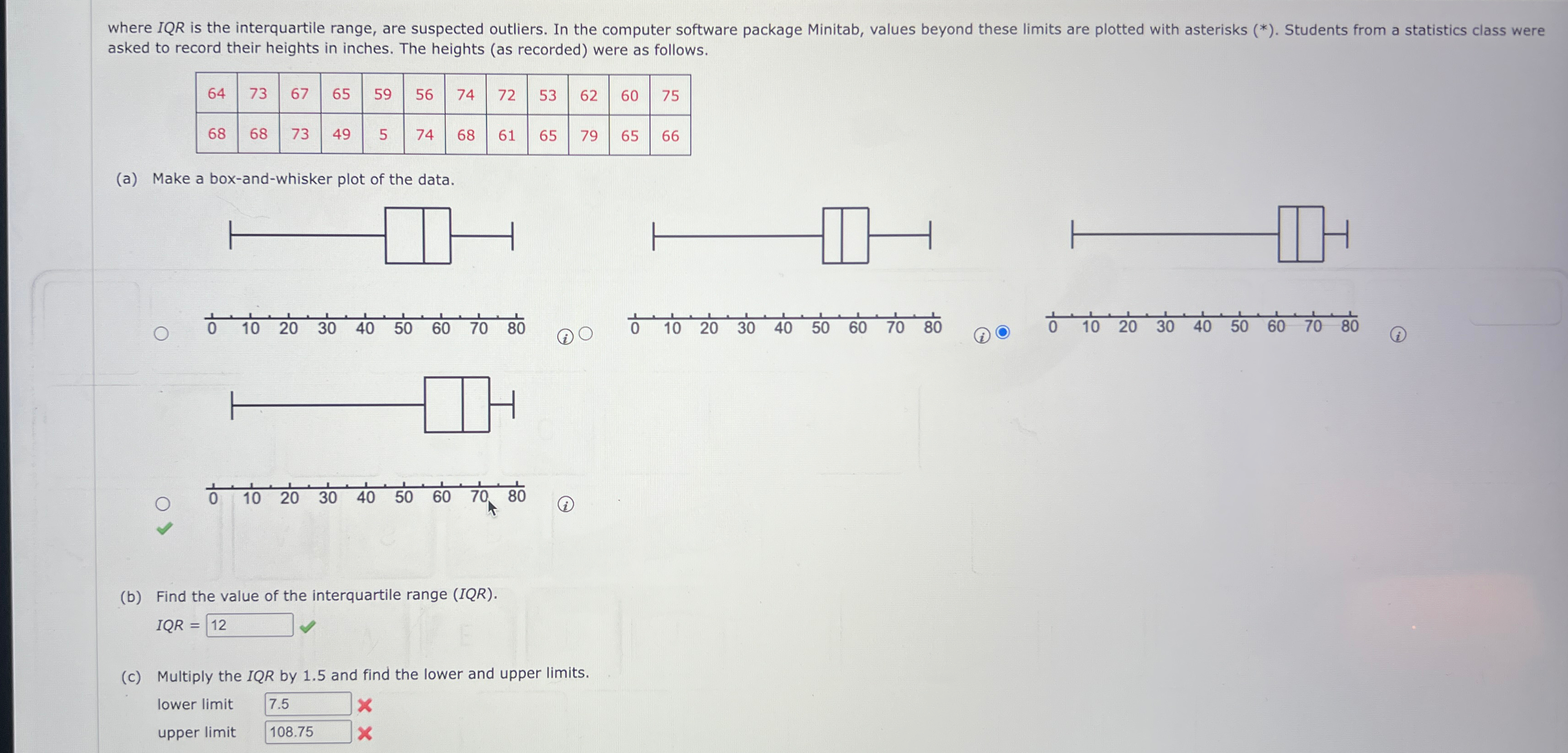Solved where IQR is the interquartile range, are suspected | Chegg.com