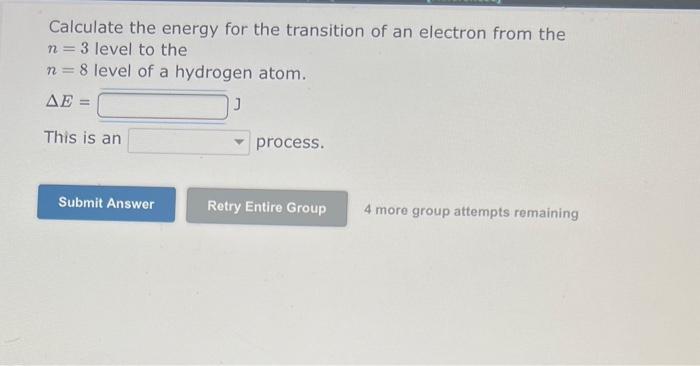 Solved Calculate the energy for the transition of an | Chegg.com