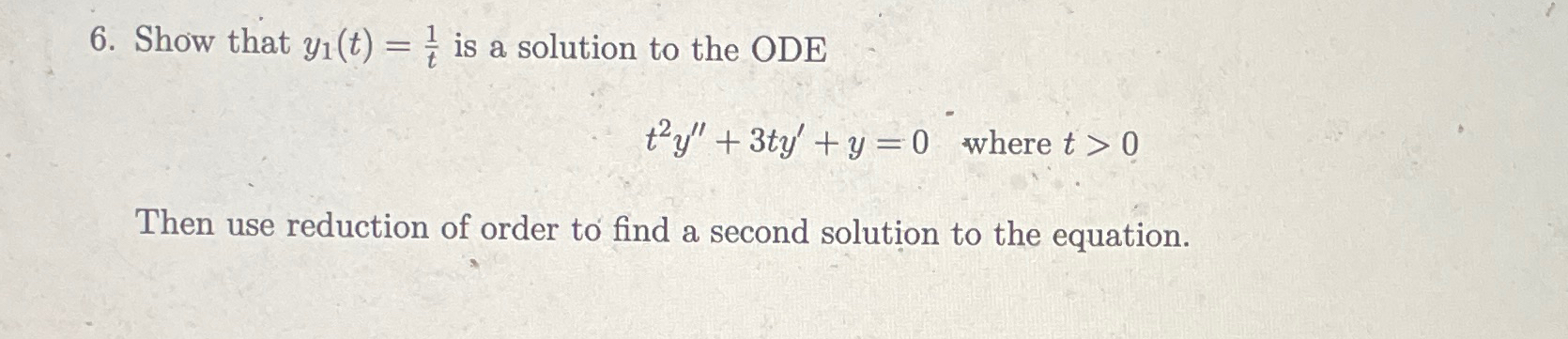 Show that y1(t)=1t ﻿is a solution to the | Chegg.com