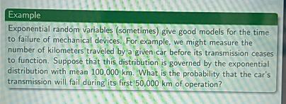 Solved ExampleExponential random variables (sometimes) ﻿give | Chegg.com