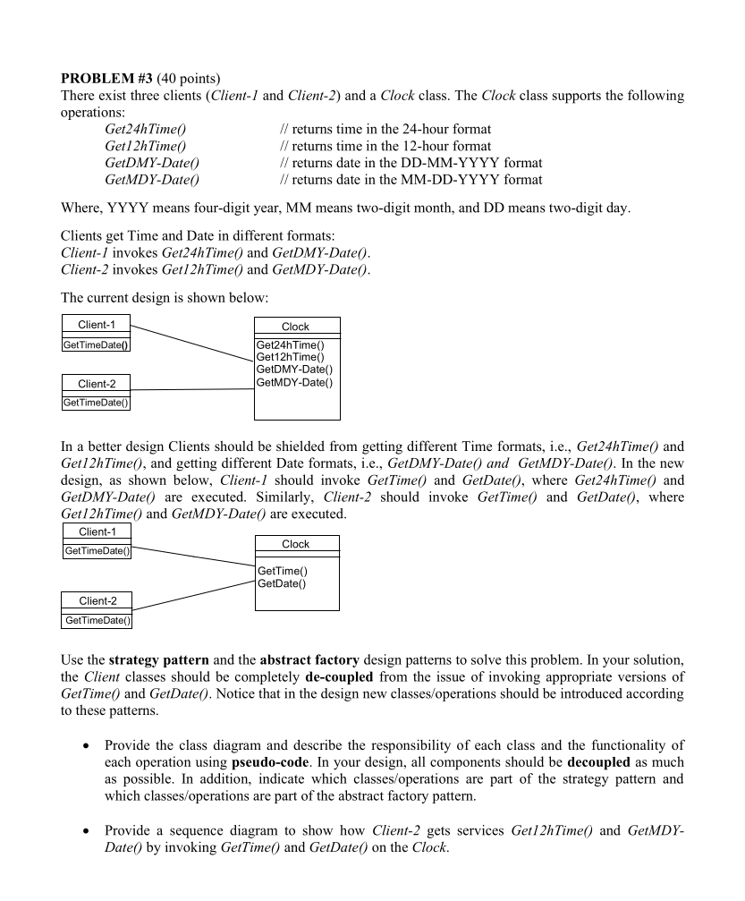 PROBLEM \#3 (40 ﻿points) ﻿There exist three clients | Chegg.com