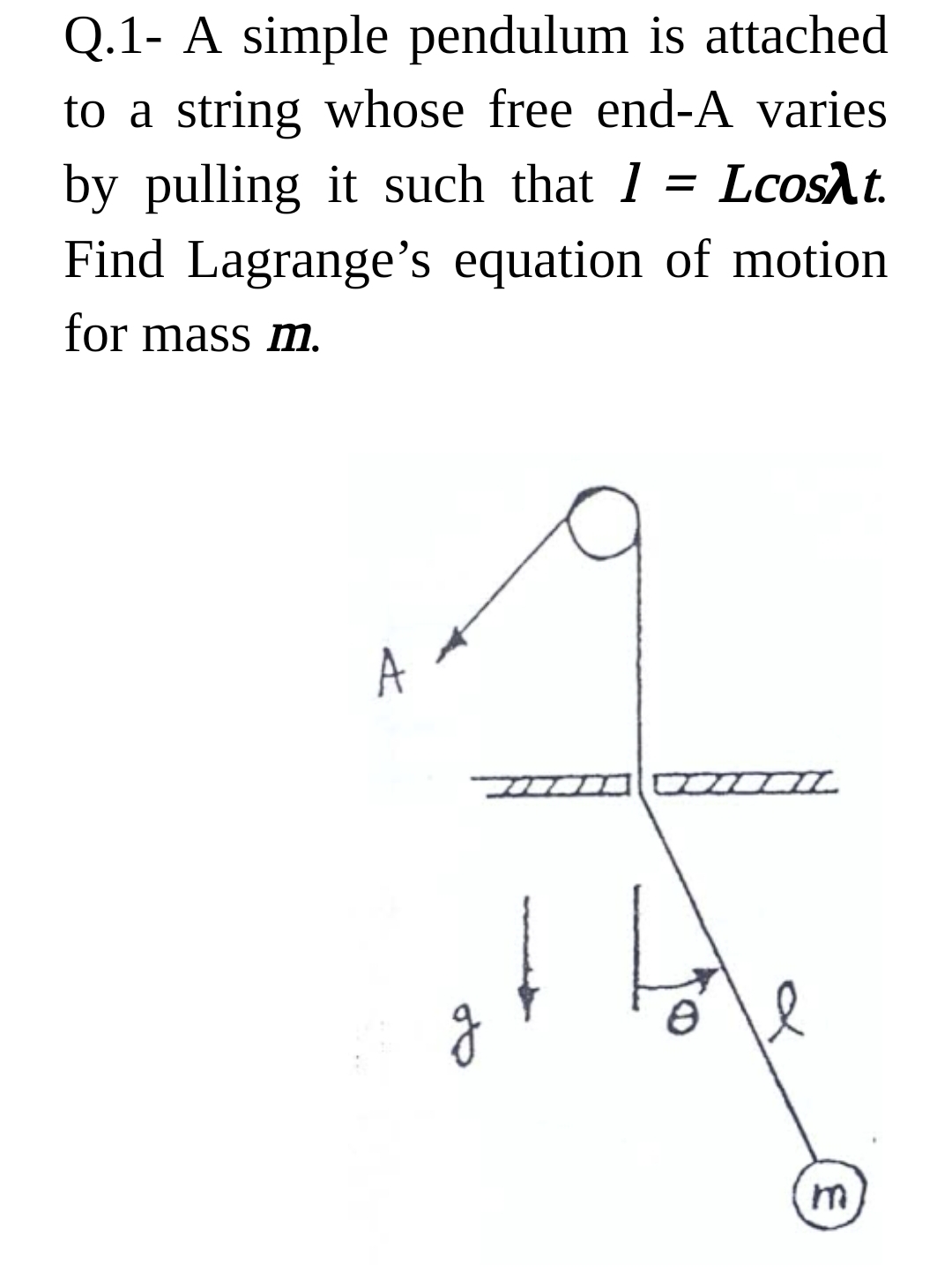 Solved Q.1- ﻿A simple pendulum is attached to a string whose | Chegg.com