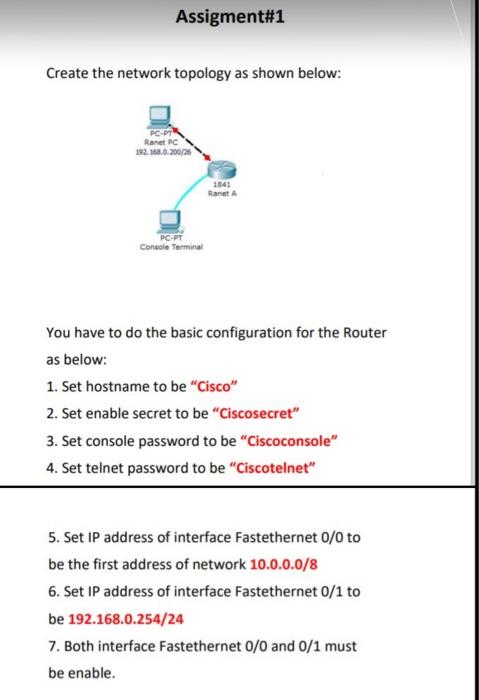Solved Create the network topology as shown below: You have | Chegg.com