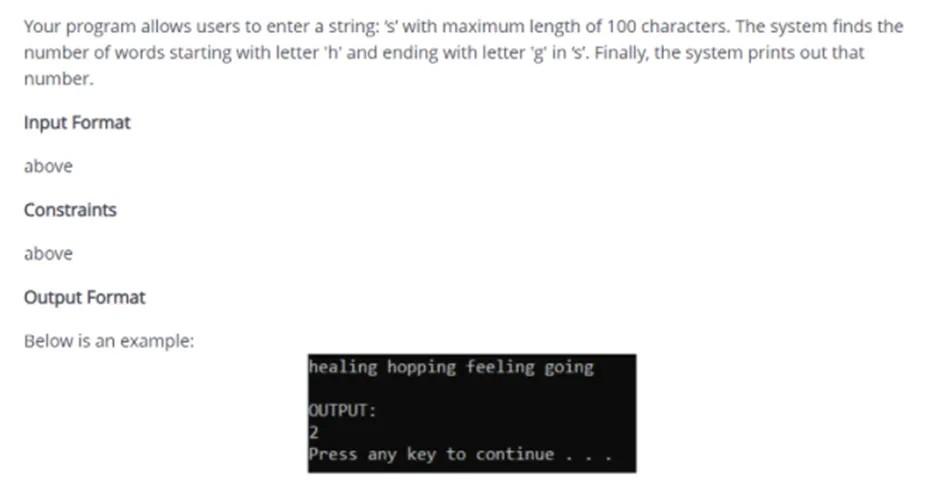 Solved Your program should allow users to enter a string 's' | Chegg.com