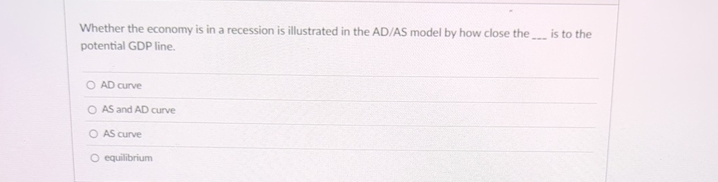 Solved Whether the economy is in a recession is illustrated | Chegg.com