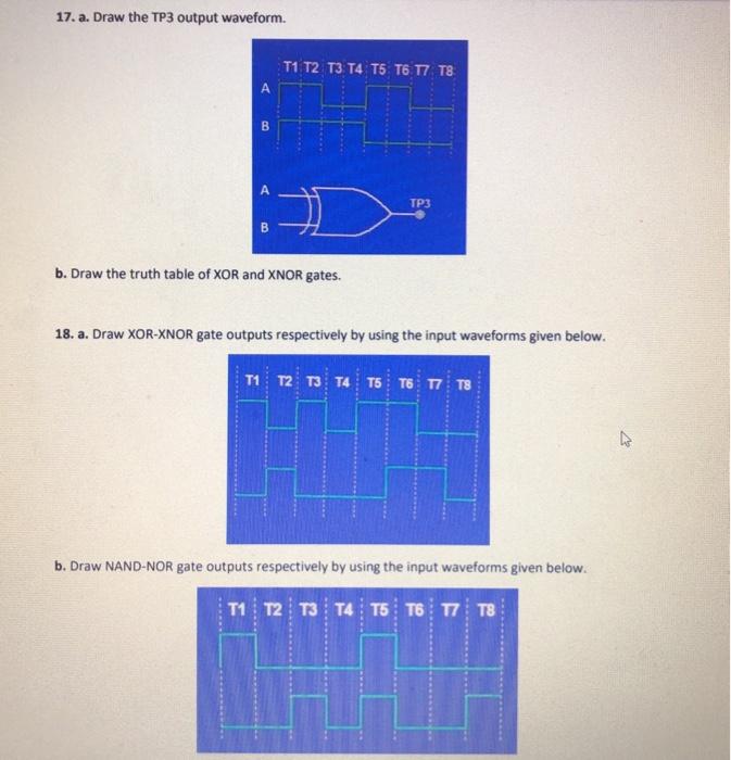 Solved 17. a. Draw the TP3 output waveform. T1 T2 T3 T4 T5 | Chegg.com