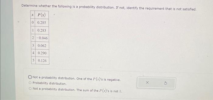 Solved Determine whether the following is a probability | Chegg.com