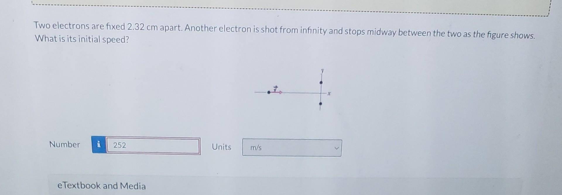 Solved Two electrons are fixed 2.32 cm apart. Another | Chegg.com