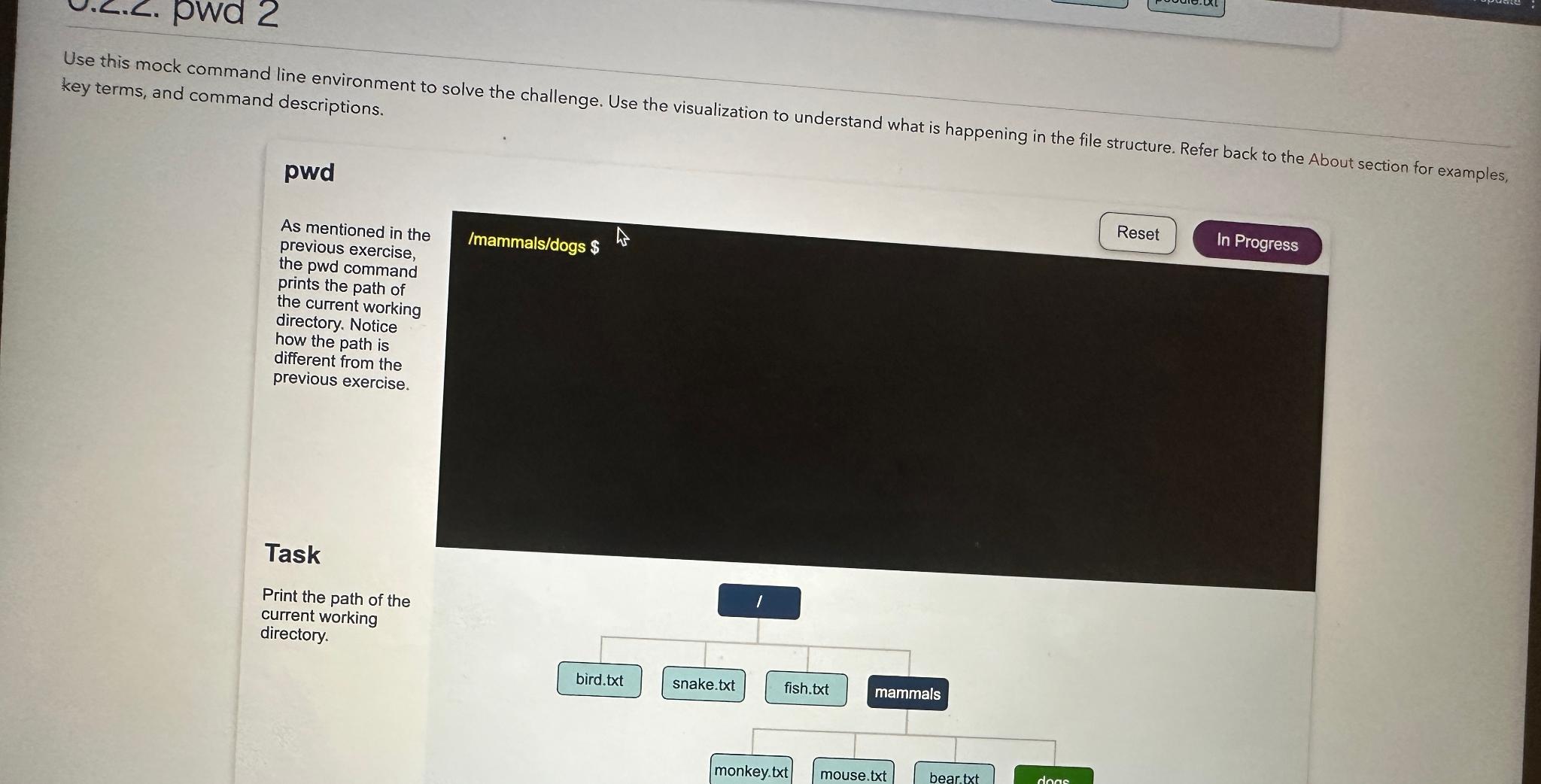 Solved Use this mock command line environment to solve the | Chegg.com