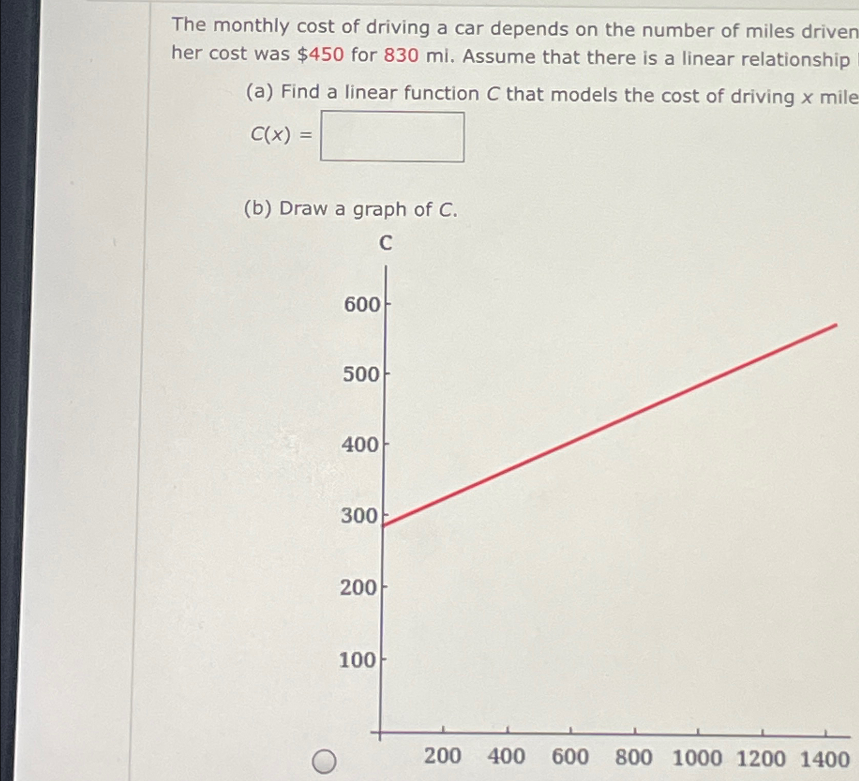 The monthly cost of driving a car depends on the | Chegg.com