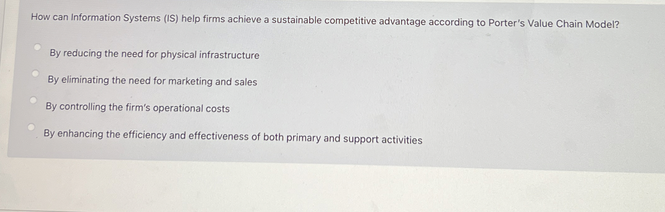 Solved How can Information Systems (IS) ﻿help firms achieve | Chegg.com