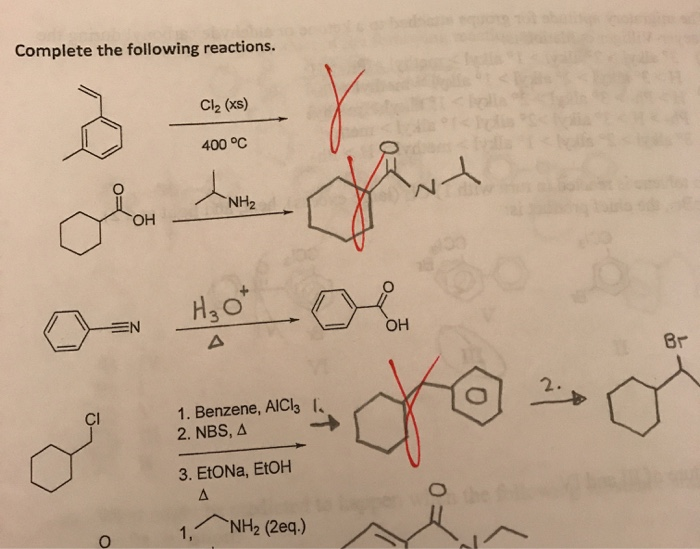 Solved Complete the following reactions. Cl2 (xs) 400 °C NH2 | Chegg.com