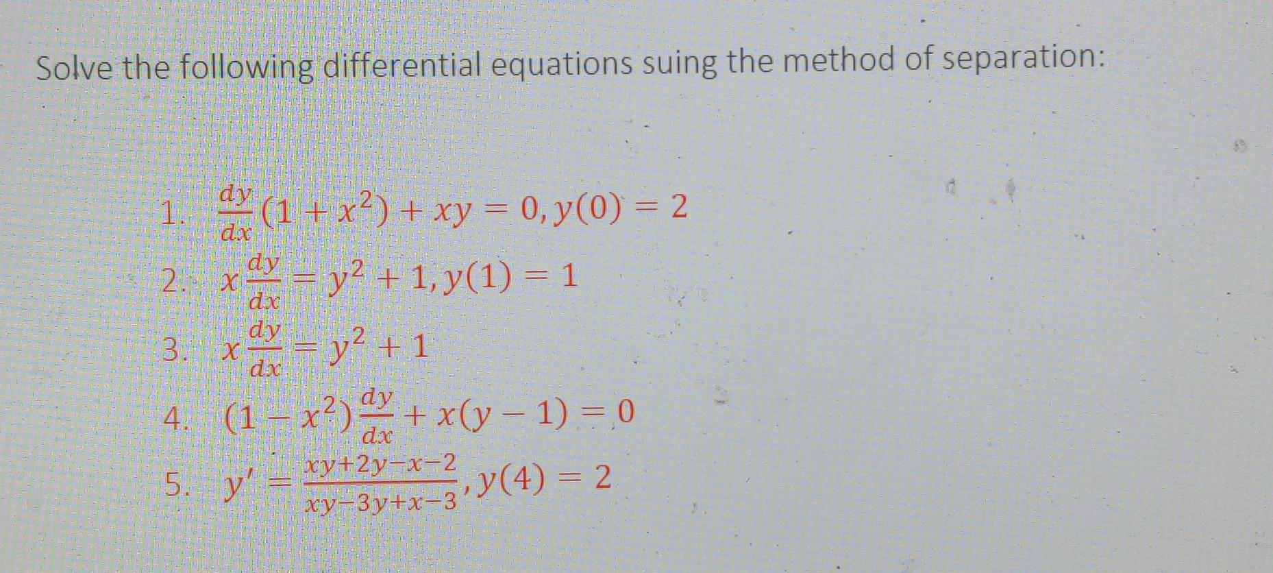 Solved Solve the following differential equations suing the | Chegg.com