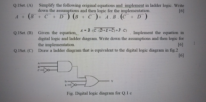 Solved Q.1Set. (A) ﻿Simplify the following original | Chegg.com