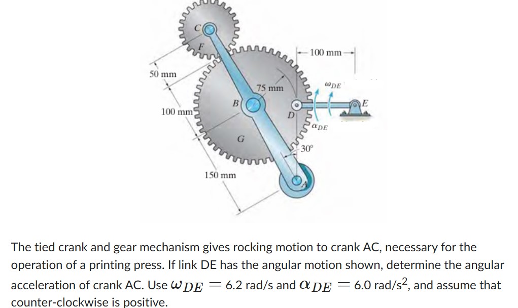 Solved The tied crank and gear mechanism gives rocking | Chegg.com