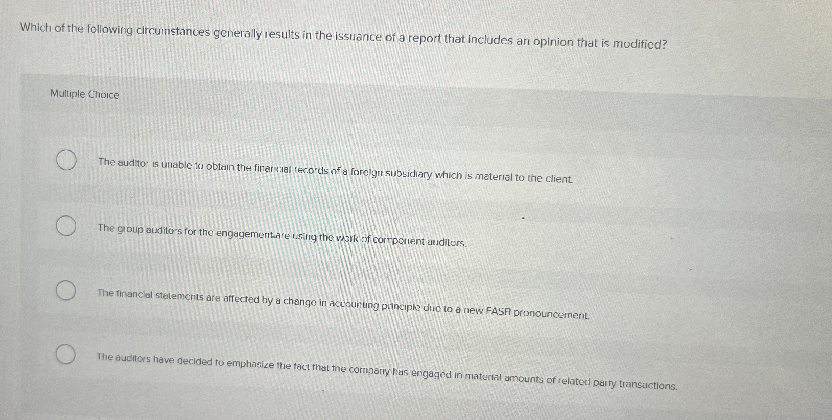 Solved Which of the following circumstances generally | Chegg.com