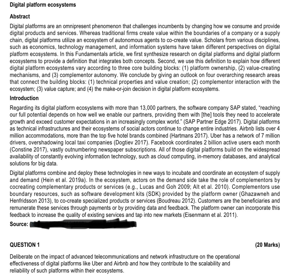 Solved Digital platform ecosystemsAbstractDigital platforms | Chegg.com