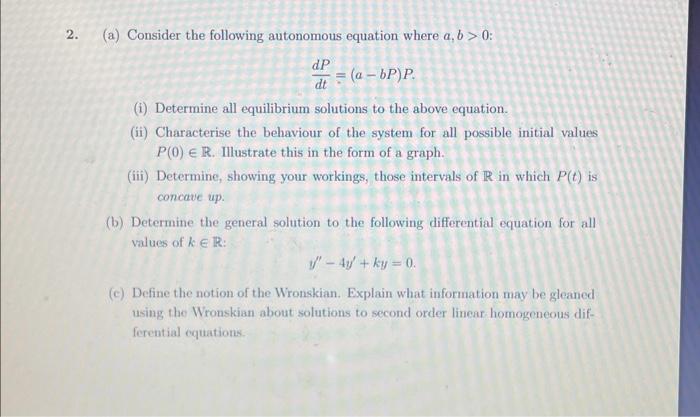 Solved (a) Consider the following autonomous equation where | Chegg.com