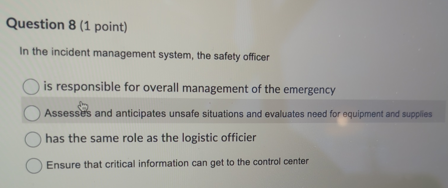 Solved Question 8 (1 ﻿point)In the incident management | Chegg.com