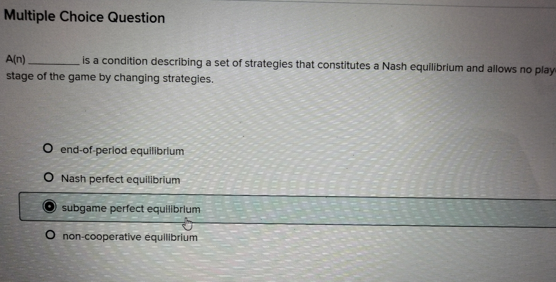 Solved Multiple Choice QuestionAln is a condition describing | Chegg.com