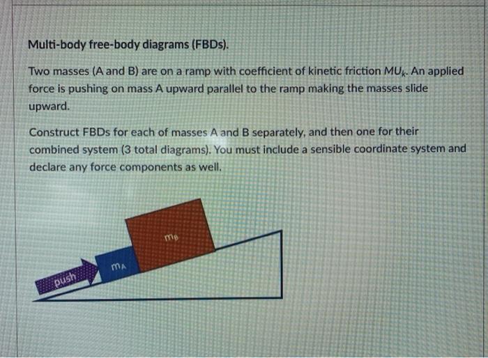 Solved Multi-body free-body diagrams (FBDs). Two masses (A | Chegg.com
