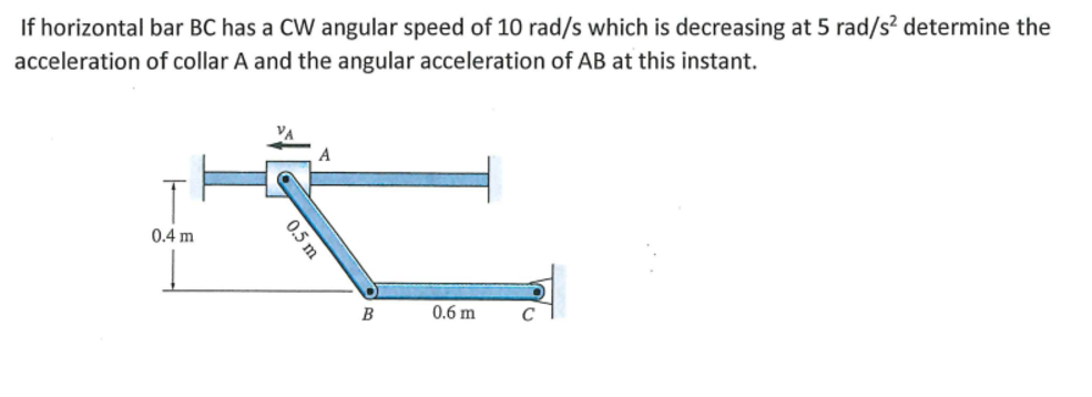 Solved If ﻿horizontal bar BC ﻿has a CW ﻿angular speed | Chegg.com